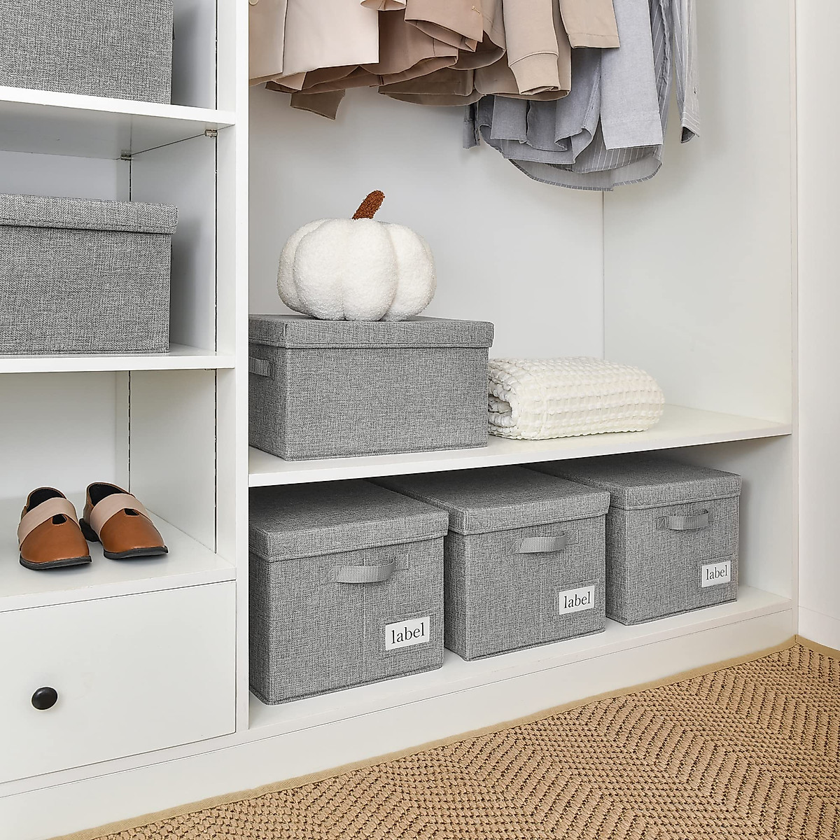 GRANNY SAYS Bundle of 2-Pack Closet Bins with Metal Frame & 3-Pack Rectangle Fabric Storage Bins with Lids