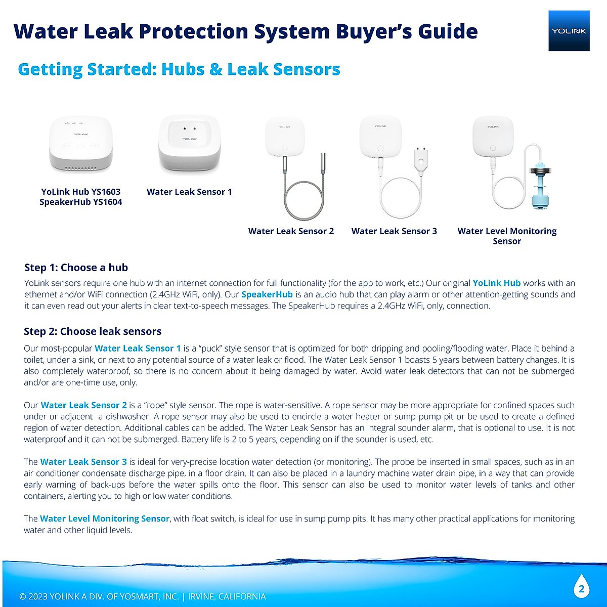 YoLink SpeakerHub & Three Water Leak Sensors Starter Kit – Plays Tones/Sounds, Spoken Messages, LoRa-Powered ¼ Mile Range, App Alert, Emails, SMS/Text, IFTTT