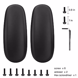 ALUCSET 10" Long x 4" Wide Office Chair Replacement Armrest Arm Pads Caps Univeral 4" 5.5" Mounting Hole Office Chair Parts 1 Pair (Black, Set of 2)