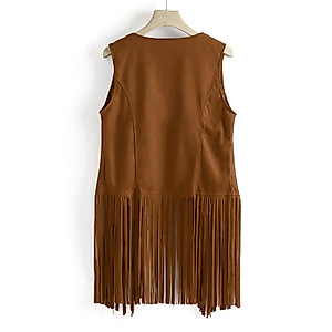 Sales Today Clearance Fringe Vest Women Faux Suede Open-Front Tassel Vintage Top Sleeveless 70s Hippie Clothes Boho Western Jacket Cardigan Daily Deals