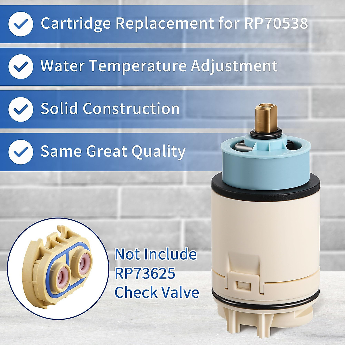 Dreyoo Single Function Pressure Balance Cartridge Replacement for RP70538, Shower Cartridge Compatible with Peerless and Delta Single Handle Tub/Showers Faucet (Check Valve Not Included) (2 Pack)