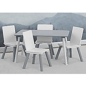 Delta Children Kids Table and Chair Set (4 Chairs Included) - Ideal for Arts & Crafts, Snack Time, Homeschooling, Homework & More, Grey/White