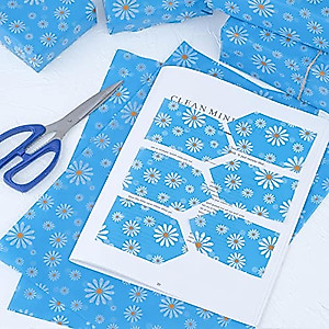 60 Sheets Blue Daisy Floral Print Tissue Paper for Gift Bags Wrapping Tissue Paper Sheets Flower Gift Wrap Tissue for Birthday Baby Shower Party Favor Decor Craft Gift Packing Bag Box,13.8 x 19.7"