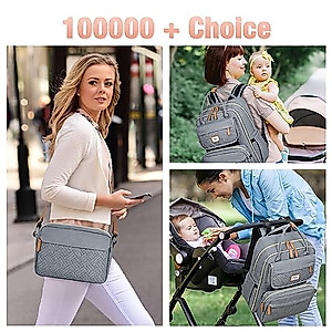 Tonyeee Diaper Bag Backpack- Removable Cross Body Bag,Travel Essentials Baby Bag with Changing Pad & Stroller Straps，Multi function Large Capacity, Waterproof and Stylish, Gray