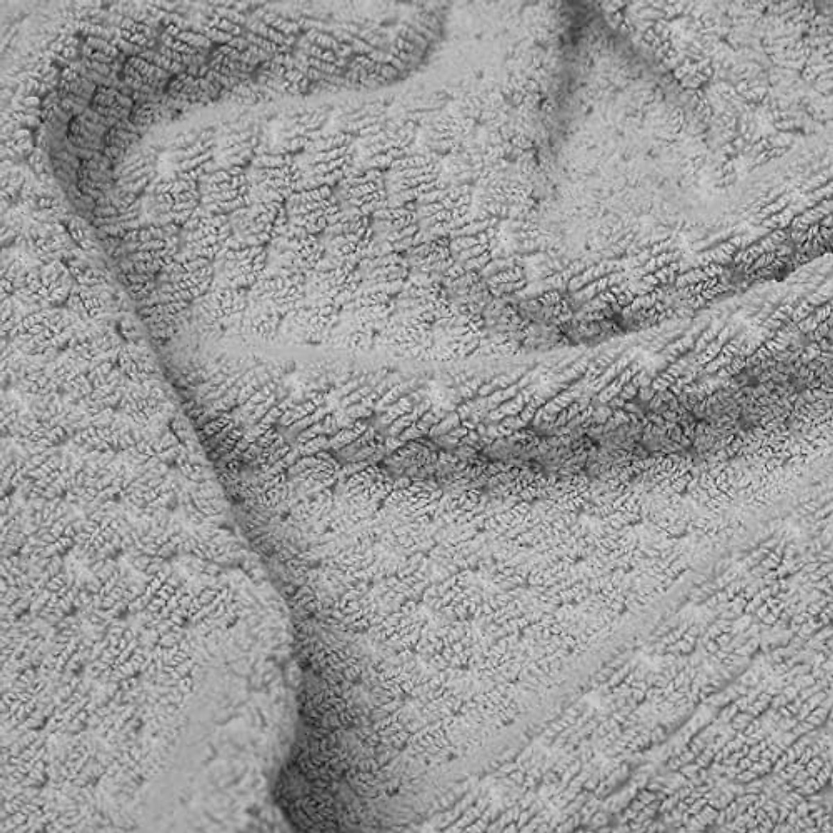 Amazon Basics Odor Resistant Textured Bath Towel Set - 6-Pieces, Cotton, Light Gray