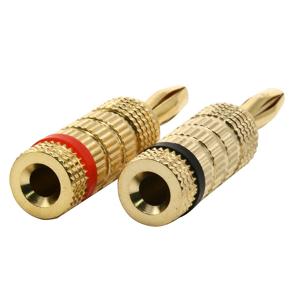 Monoprice Gold Plated Speaker Banana Plugs – 1 Pair – Closed Screw Type, for Speaker Wire, Home Theater, Wall Plates and More (Pack of 2)