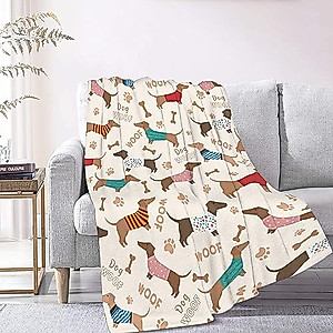 Ottoy Cute Dachshund Blanket Gifts Plush Fuzzy Cozy Soft Lightweight Blankets for Couch Air-Conditioning Quilts Decor Blanket for Chirstmas Gifts 50"x40" for Kids