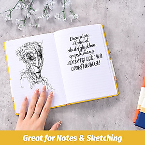 SUIN Hardcover-Journal-Notebooks, A5 Lined Journals Notebook for Writing 200 Pages, 8.2 x 5.5 inch, Classic Ruled Notebooks for Work/Travel/College (Yellow- 1 Pack)