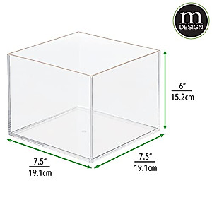 mDesign Makeup Organizer for Bathroom, Bedroom and Vanity Countertops, and Drawers; Storage Bins for Cosmetics, Brushes, Eyeshadow Palettes, Lipstick, Blush - Square - 3 Pack, Clear/Rose Gold