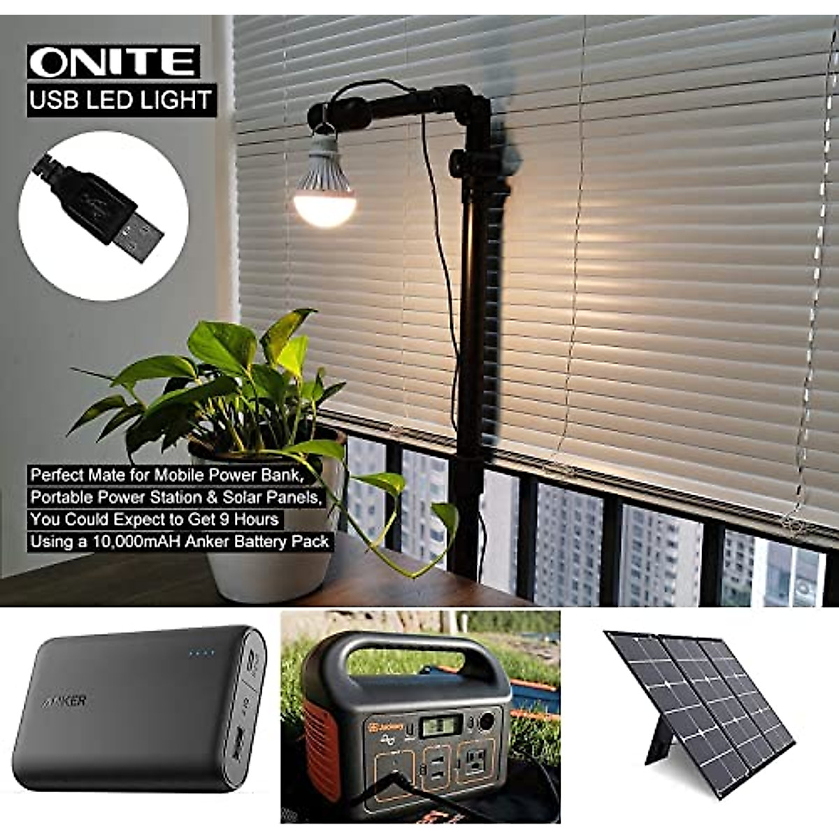 Onite USB Light, USB LED Camping Lantern with USB Splitter Y-Cable, 8ft Extra Length Cord Tent Light, Optimal Companion for Portable Power Station Solar Panel Charger Power Bank, WarmWhite