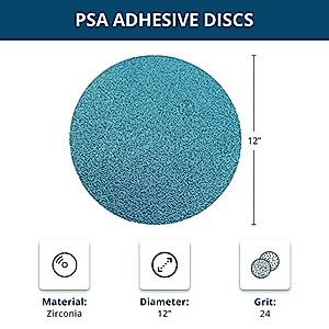 Benchmark Abrasives 12" Premium Zirconia No Hole PSA Discs, Self Adhesive Random Orbital Sander Discs for Sanding Polishing on Metal Wood Fiberglass (5 Pack) - 60 Grit