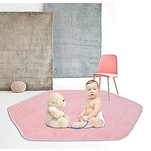 LimitlessFunN Baby Play Mat 55"x53" Plush Hexagon Rug for Hexagon Princess Tent, Room Carpet, Nursery Mat, Decoration Pad, Pink