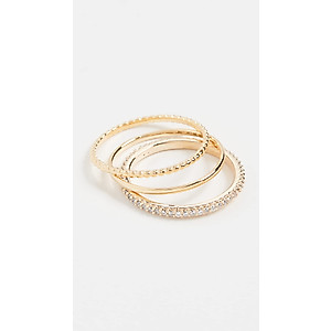 SHASHI Women's Aura Ring Set, Gold/Clear, 5