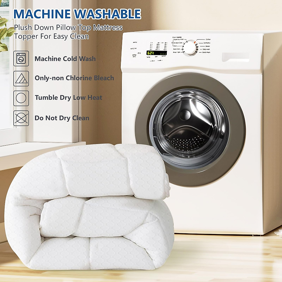 KAYFIA Dual Layer 3 Inch Memory Foam Mattress Topper Full,2 Inch Gel Memory Foam Plus 1 Inch Down Alternative Pillow Top Mattress Topper,with 8-21 Inch Deep Pocket,Support for Back (White, Full)