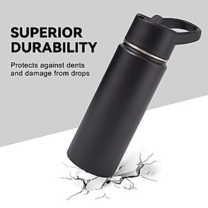 Kerilyn 18 oz Insulated Water Bottle With Straw, Stainless Steel, Vacuum Double Walled Leak Proof Sports Water Cups Flask with 2 Lids (Straw, Spout), Sweat-Proof BPA-Free, Black