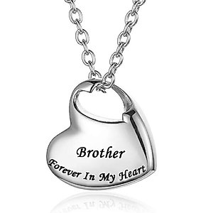 Gisunye Cremation Urn Necklace for Ashes Urn Jewelry. Forever in My Heart Carved Stainless Steel Keepsake Waterproof Memorial Pendant for mom & dad with Filling Kit