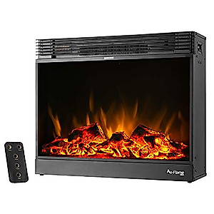 e-Flame USA Vermont Electric Fireplace Stove Insert with Remote Control - 3-D Effects and Crackling Fire (Black)
