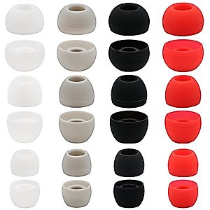 ALXCD Ear Tips Compatible with Powerbeats 3 2 Wireless, S/M/L 3 Sizes 12 Pairs Silicone Earbuds Tips Replacement Eartip, Compatible with Beats Powerbeats 3 Wireless 2, 12 Pairs Black/White/Red/Gray