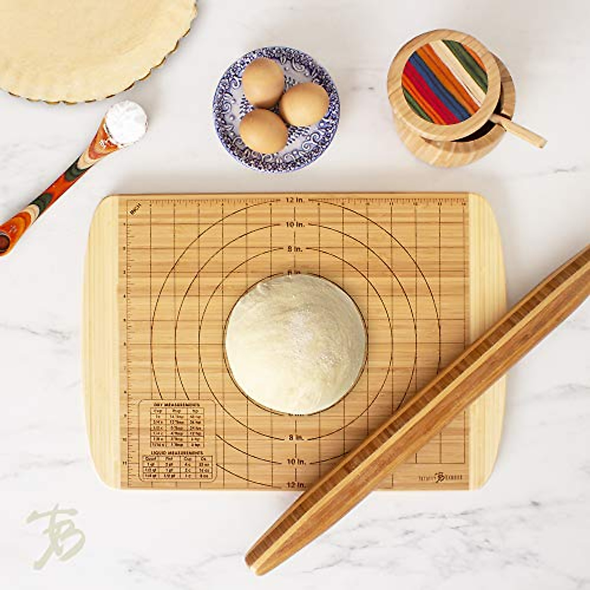 Totally Bamboo Reversible Baker's Board and Carving Butcher Block with Juice Grooves