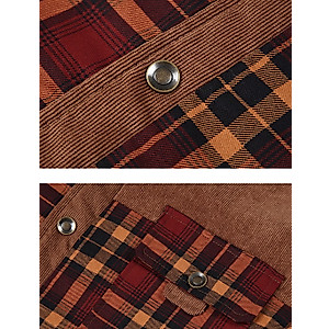 Haellun Men's Long Sleeve Sherpa Lined Shirt Jacket Flannel Plaid Fleece Coats (Medium, Coffee)