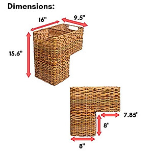 BirdRock Home Stair Basket for Staircases - Wicker Woven Storage Bin for Stairs - Natural Brown Organizer Baskets - Cut Out Handles - Reduce Clutter