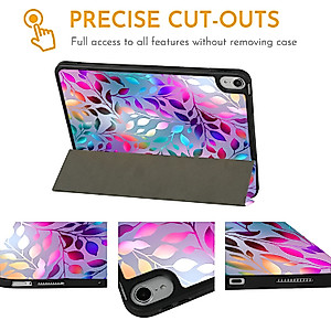 Hepix Compatible with iPad Air 6th 11 in iCase 2024 iPad Air 5th 4th Gen Case 10.9 with Pencil Holder 2022 2020, Colorful Leaf Trifold Auto Sleep Wake