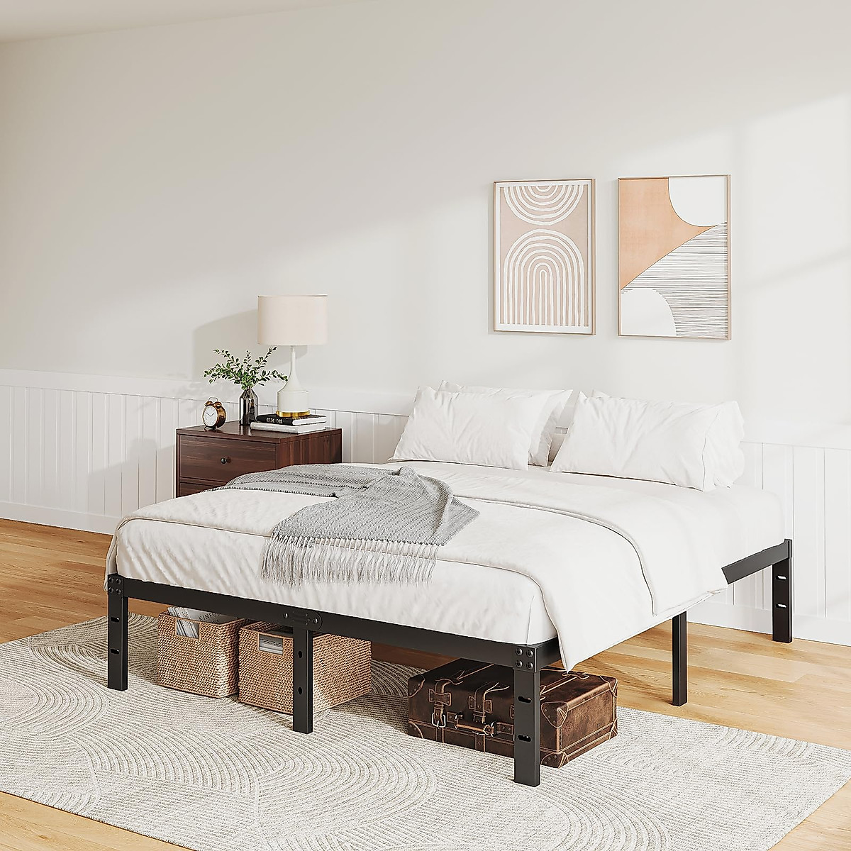 10 Inch Full Size Bed Frame No Box Spring Needed, Metal Platform Full Bed Frame, Easy Assembly Heavy Duty Noise Free, Black