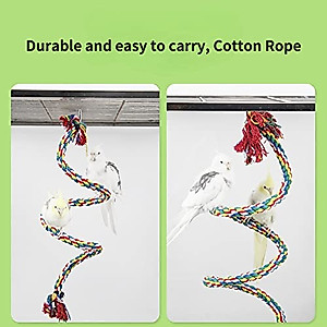 Bird Spiral Rope Perch, Cotton Parrot Swing Climbing Standing Toys, Bird Cage Toy for Lovebirds Budgies Tiels Green Cheek Conures Senegals Quaker Parakeets (S)