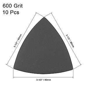 uxcell Triangular Sandpaper Hook and Loop Triangle Sanding Pad Fit 3-1/2" Oscillating Multi-Tool Silicon Carbide for Wet/Dry Use 600 Grit 10pcs