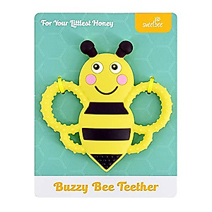 sweetbee Buzzy Bee Teether Toy, Multi-Textured, Soft & Soothing, Easy to Hold (BPA Free, Freezer & Dishwasher Safe)