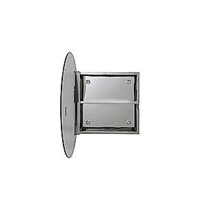 Croydex Severn Stainless Steel Circular Medicine Cabinet with Over Hanging Mirror Door, 19.7 x 19.7 x 3.9 In.