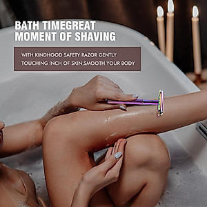 KINGHOOD Safety Razor Single Blade for Men with 10 Double Edge Blades Metal Reusable Eco Friendly Razors Colorful