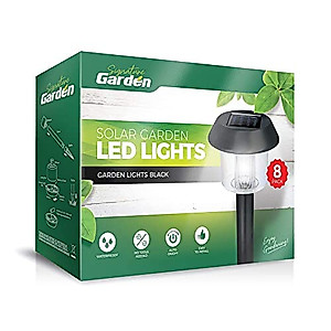 Signature Garden Solar Garden Lights - Auto On/Off Outdoor Bright Solar Pathway Lights - All-Weather/Waterproof Outdoor Solar Lights for Yard, Garden, or Driveway (8-Pack, Black)