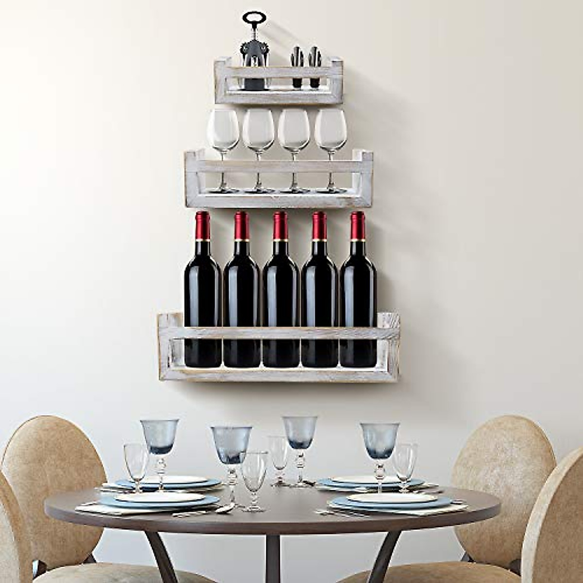 Sorbus Floating Shelves - Rustic Floating Book Shelves Wall Mount Wooden Hanging Ledge Storage Shelf Organizer for Kids Room Baby Nursery Decor, Living Room Playroom, Bathroom, Bedroom etc, Set of 3