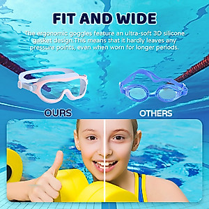 COPOZZ Swimming Goggles for Kids 6-14, Wide View Youth Swim Goggles No Leaks AntiFog Crystal Clear Water Pool Swim
