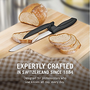 Victorinox Swiss Classic Dux Knife - Kitchen Knife with Adjustable Guide - Cooking Knife for Cutting Meat, Bread & More - Black Handle, 8.25"