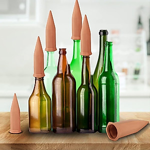 Tcamp 10 Pack Plant Watering Devices, Terracotta Plant Watering Spikes Wine Bottle Automatic Plant Waterer for Vacations, Self-Watering Stakes for Indoor Outdoor Plants