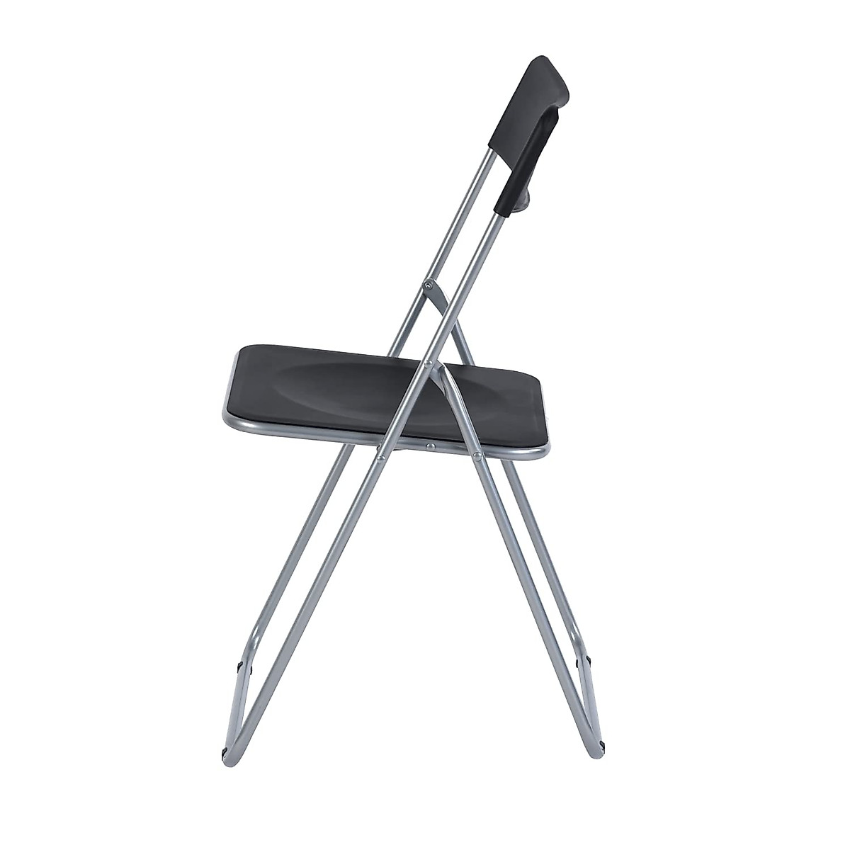 FurnitureR Plastic Folding Chairs 6 Pack Lightweight Portable Commercial Chair with Steel Frame and Carrying Handle for Home Office Waiting Room Meeting No Assembly Required (Black)