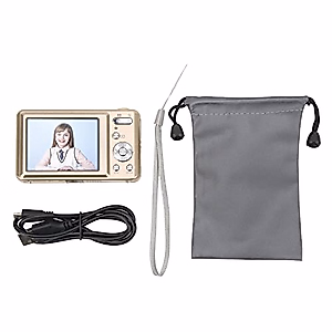 48MP Mini Digital Camera, 2.7 inch 8X Optical Zoom Vlogging Camera Video Camera, LCD Screen, Kids Selfie Camera with Storage Bag for Students, Kids, Teens Gifts(Gold)