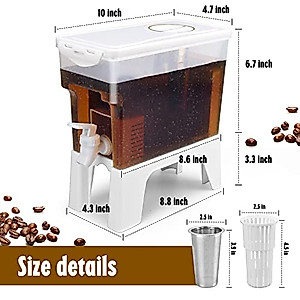 EUMIVF 0.9 Gallon Cold Brew Coffee Maker,Iced Coffee Maker With 600 Mesh Ultrafine Mesh Steel Filter And Spigot Iced Coffee Makers, Cold Brew Pitcher And Drink Dispenser For Fridge &Parties.