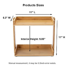 BATKIHO Bathroom Countertop Organizer, 2-Tier Bamboo Vanity Skincare Perfume Organizer, Bathroom Perfume Trays for Makeup Organization and Decor