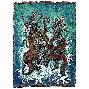 Pure Country Weavers Neptune Skeleton Blanket by David Lozeau - Gift Fantasy Tapestry Throw Woven from Cotton - Made in The USA (72x54)