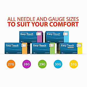 EasyTouch U-100 Insulin Syringe with Needle, 29G 1cc 1/2-Inch (12.7mm), Box of 100