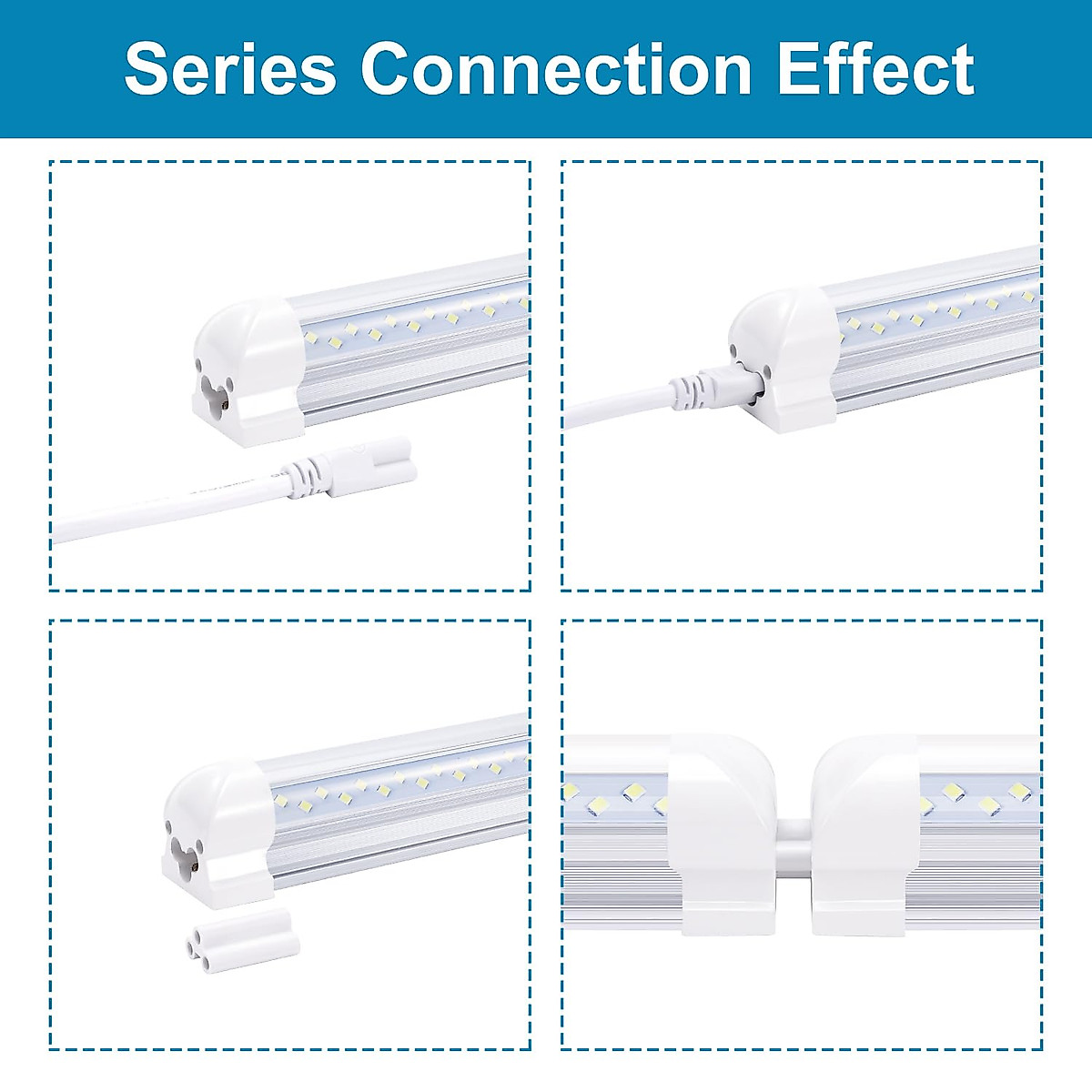 SOMLIGHT 8FT Led Shop Lights,Linkable LED Tube Light Fixture, 120W 14400LM 4 Rows LED, V Shape, Fluorescent Tubes Lights Replacements for Garage Warehouse, Plug and Play,(12-Pack)