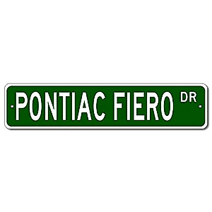 Pontiac Fiero Street Sign, GM Car Sign, Metal Garage Sign, Novelty Wall Decor - 4x18 inches