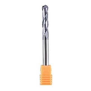 SpeTool 14411 Ball Nose Carbide End Mill CNC Cutter Router Bits Double Flutes Spiral Milling Tool 1/4 inch Shank with 3 inch Over Length