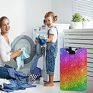 CaTaKu Tie Dye Laundry Hamper, Rainbow Laundry Basket Box Big Storage Waterproof Easy Carry for Family Dormitory Laundry Room, 12.6 x 11 x 22.7 Inches