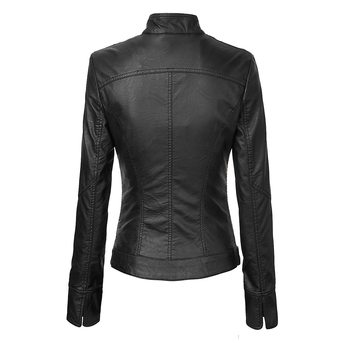 Lock and Love LL WJC747 Womens Dressy Vegan Leather Biker Jacket S BLACK