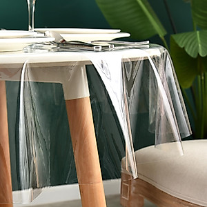 Nasitos 2 Pack Round Clear Plastic Tablecloth Protector 70 Inch-100% Waterproof Table Cover Vinyl Plastic Sheet, Thick Non Slip Wipeable Circular Table Cloth for Wedding, Banquet, Restaurant, Parties