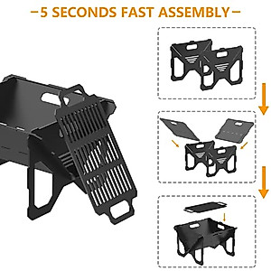 HYPATA 20 Inch Fire Pits for Outside,Portable Fire Pit for Camping,2 in 1 Metal Fire Pit Stove Backyard Patio Garden Fireplace for Camping, Outdoor Heating, Bonfire and Picnic